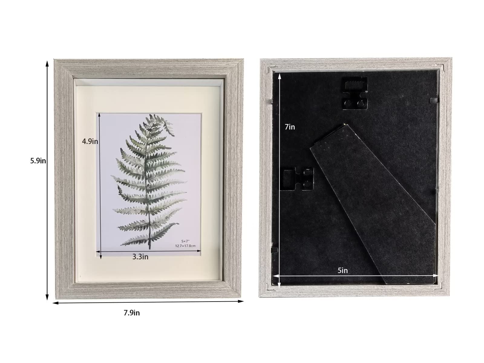 Houstimi 5x7 Shadow Box Frame Grey Picture Frame 4 Pack Photo Frames Made of Solid Wood and Real Glass Deeps 0.6in for Wall Or Tabletop