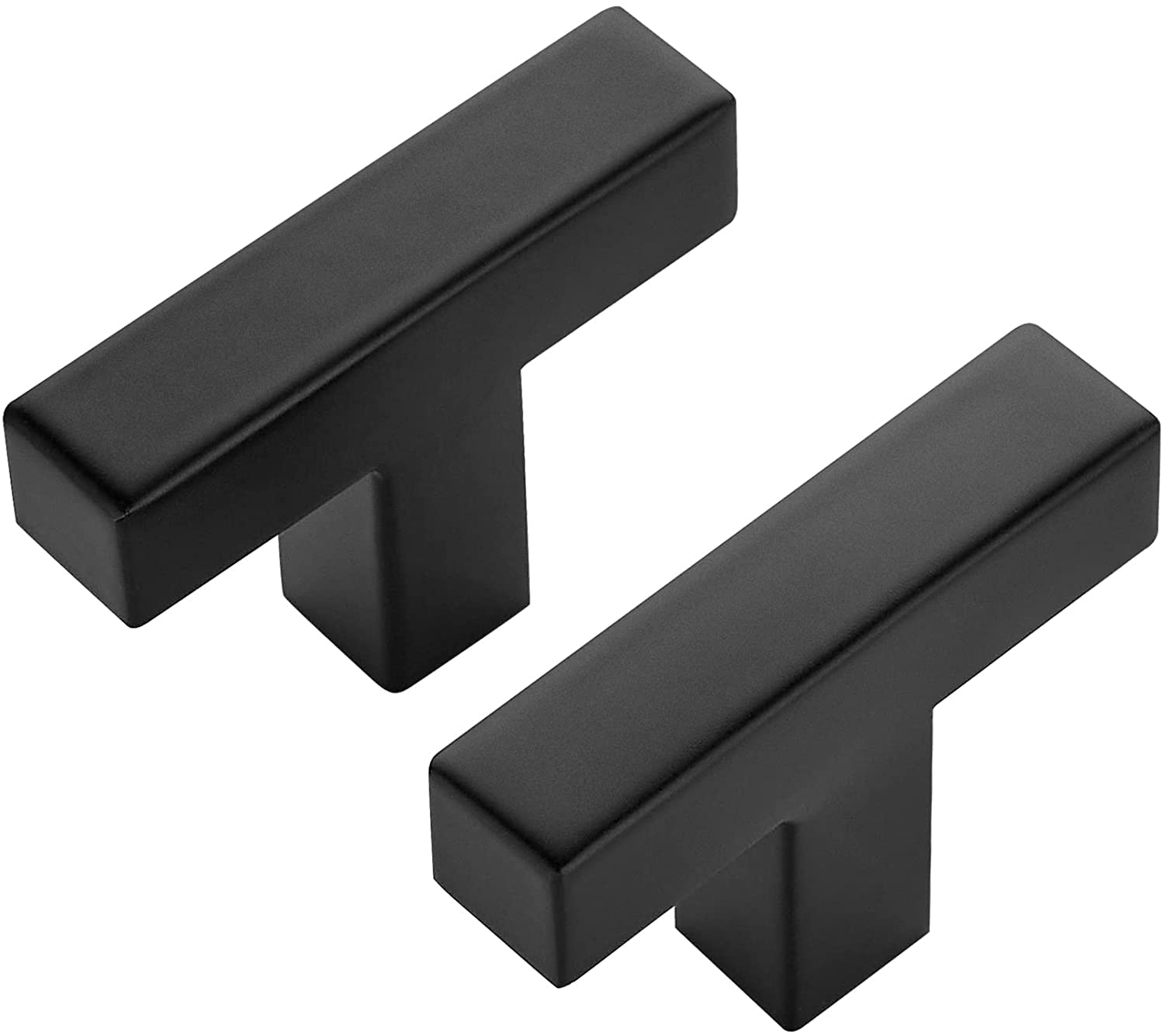 Ravinte 5 Pack Black Square Bar Cabinet Knobs 2 Inch Square Cabinet Pulls Matte Black Single Hole Kitchen Cabinet Handles