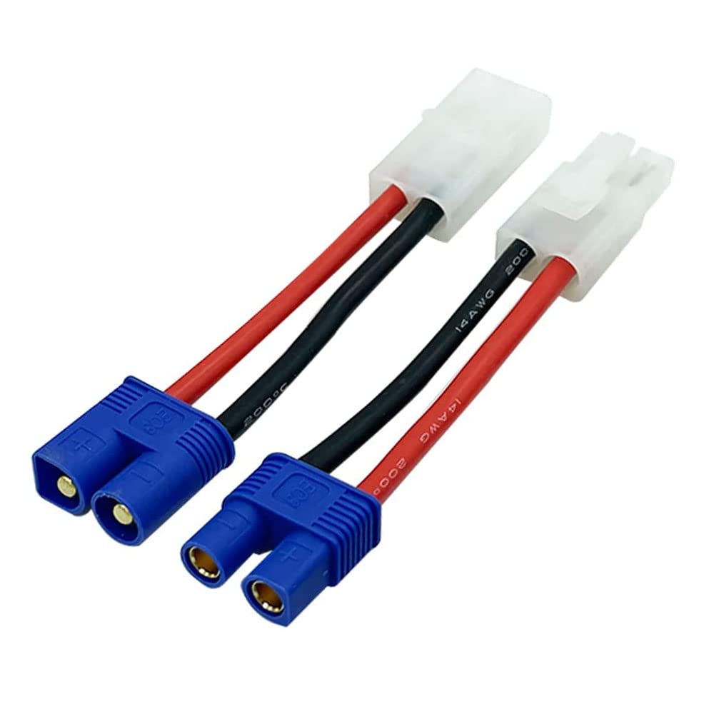 2Pairs EC3 to Tamiya Connector Female Male Adapter with 14AWG 5CM Gauge Wire RC Lipo Battery Connectors Converter Adapter