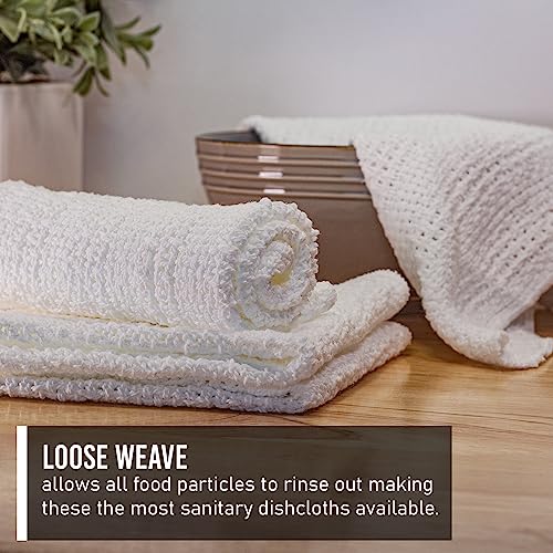Country Cottons Old Fashion 100% Cotton Dishcloths - Set of 4 Mixed Colors - 2 Teal /2 Natural -11" x 11"