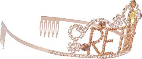 Retirement Decorations Party Sash and Crown for Women - Fabulous Set: Glitter Sash + Gold Rhinestone Premium Metal Tiara - Christmas Gift for Her