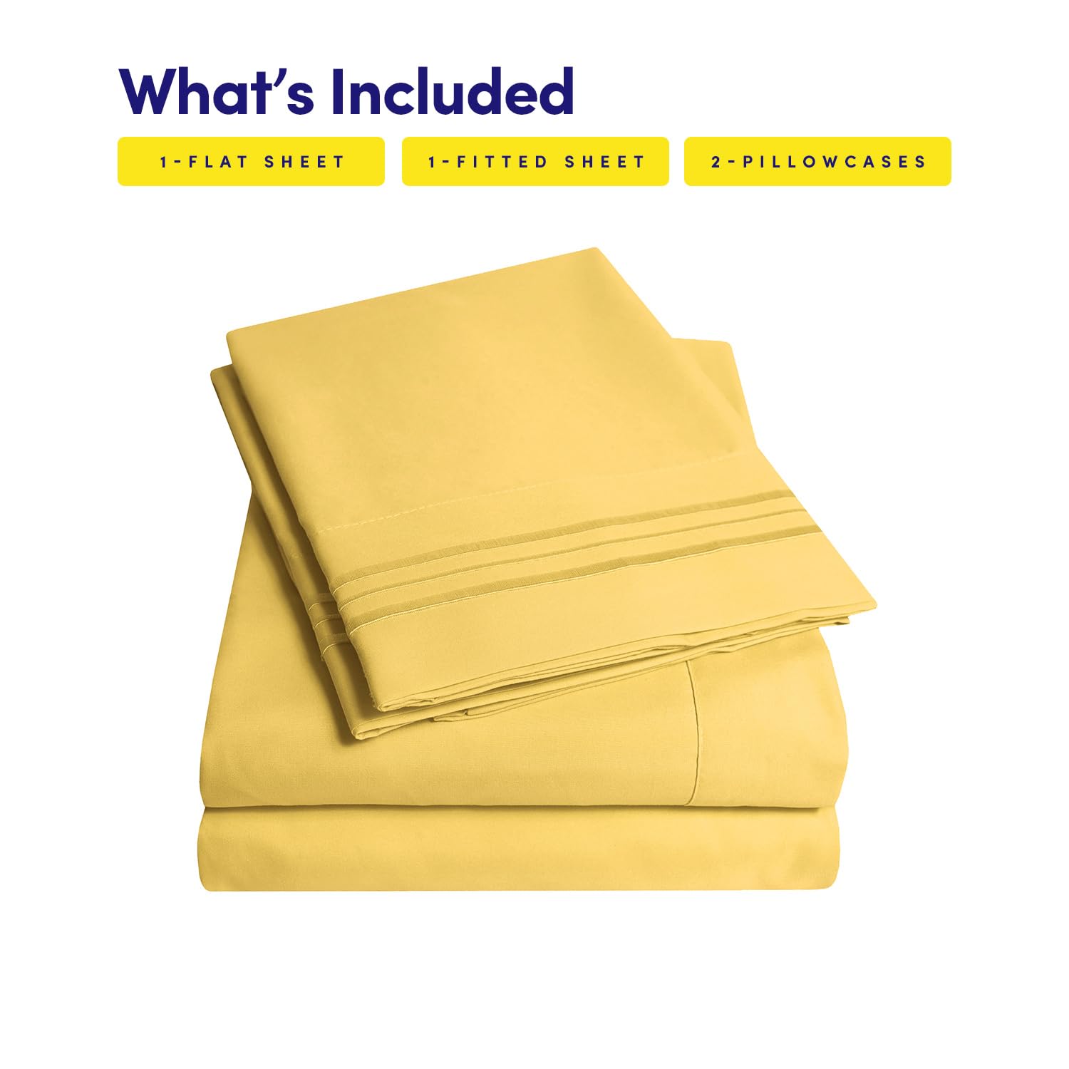 1500 Supreme Collection Queen Sheet Sets Yellow - Luxury Hotel Bed Sheets and Pillowcase Set for Queen Mattress - Extra Soft, Elastic Corner Straps, Deep Pocket Sheets, Queen Yellow