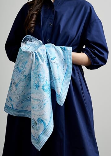 Maison d' Hermine Dish Towels 100% Combed Cotton Premium Easter Kitchen Towels Dishcloth for Home, Kitchen, Dining, Cocktail Parties & Camping, Paisley Blues - (Set of 3)