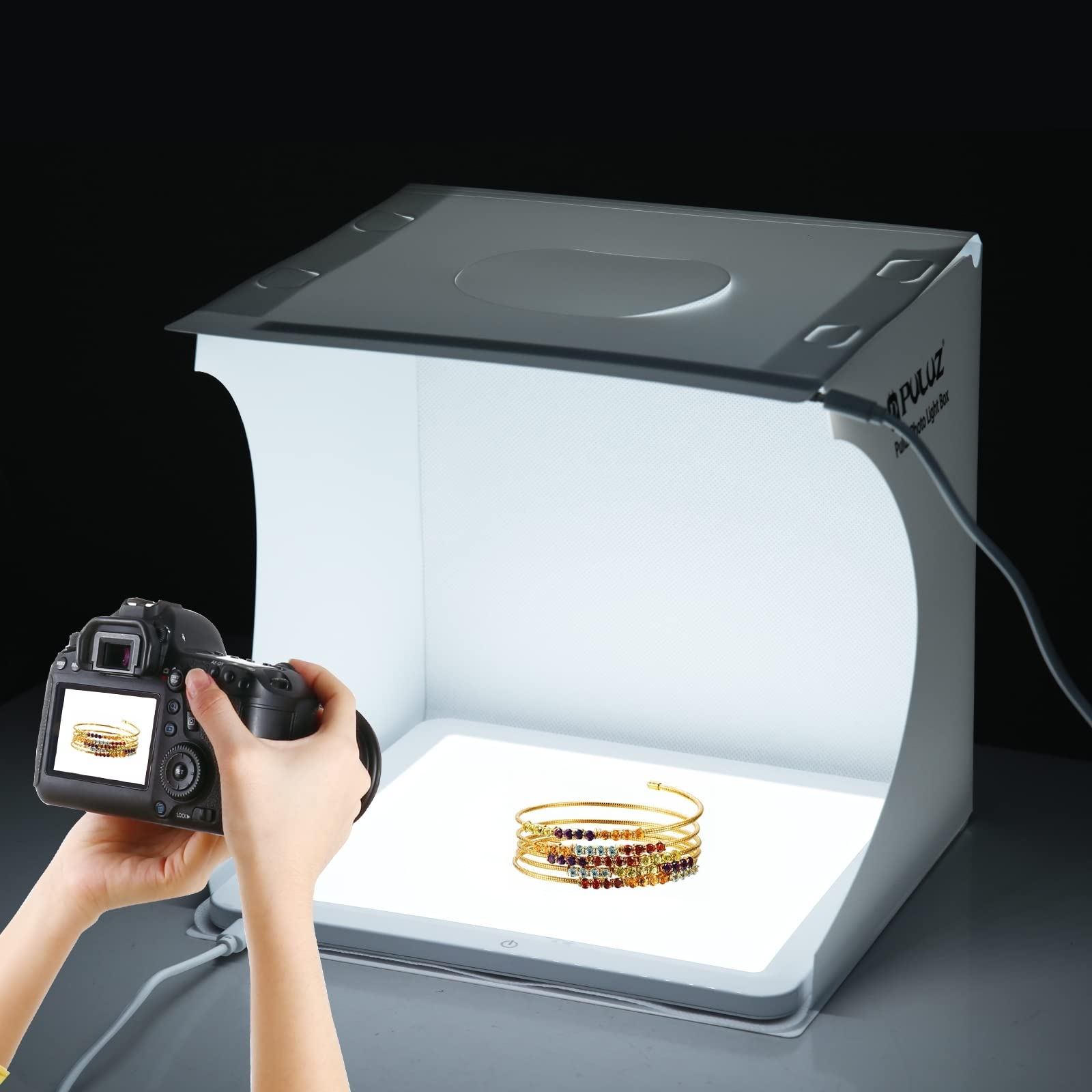 PULUZ 29cm Photography Shadowless Light Panel Ultra Bright LED Fill Light Background Panel Touch Bottom Light Photo Box Light with USB-C Power Suitable for Jewelry Cosmetic Handicraft Shooting