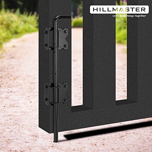 HILLMASTER Upgrade 18" Heavy Duty Cane Bolt Gate Drop Rod for Wood Fence, Steel Drop Bolts Cane Bolt Hardware for Wooden Gater and Holding Doors, Black Finish