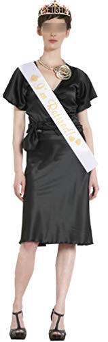 Retirement Decorations Party Sash and Crown for Women - Fabulous Set: Glitter Sash + Gold Rhinestone Premium Metal Tiara - Christmas Gift for Her