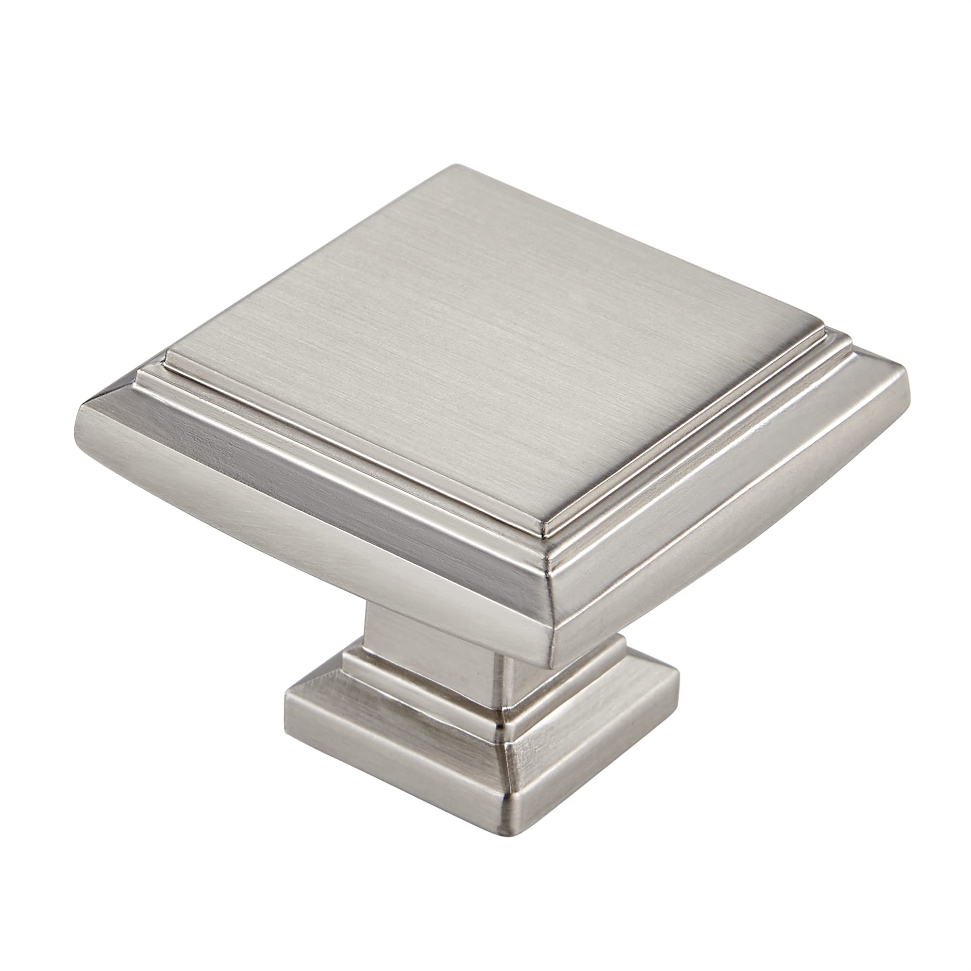YCSJ Square Knobs for Cabinets - 10 Pack / 1.3 Inch, Satin Nickel Cabinet Knobs for Kitchen Cabinets and Drawers, Modern Dresser Knobs, Bathroom Drawer Knobs, Office Hardware for Cabinets
