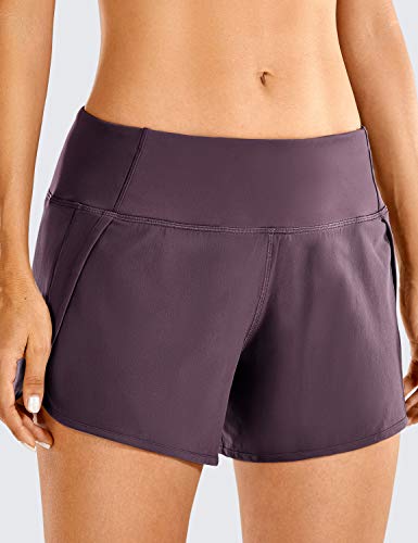 CRZ YOGA Womens Lightweight Gym Athletic Workout Shorts Liner 4" - Quick Dry Running Sport Spandex Shorts Mesh Zipper Pockets Arctic Plum X-Small