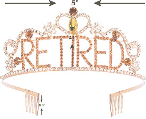 Retirement Decorations Party Sash and Crown for Women - Fabulous Set: Glitter Sash + Gold Rhinestone Premium Metal Tiara - Christmas Gift for Her