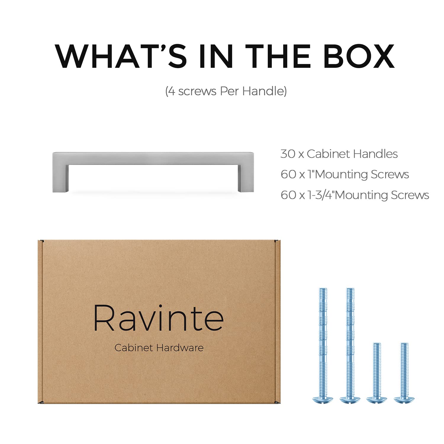 Ravinte 30 Pack Solid 5 Inch Center to Center Slim Square Bar Drawer Handles Kitchen Cabinet Handles Brushed Nickel Drawer Pulls Kitchen Cabinet Hardware Kitchen Handles Cabinet Pulls