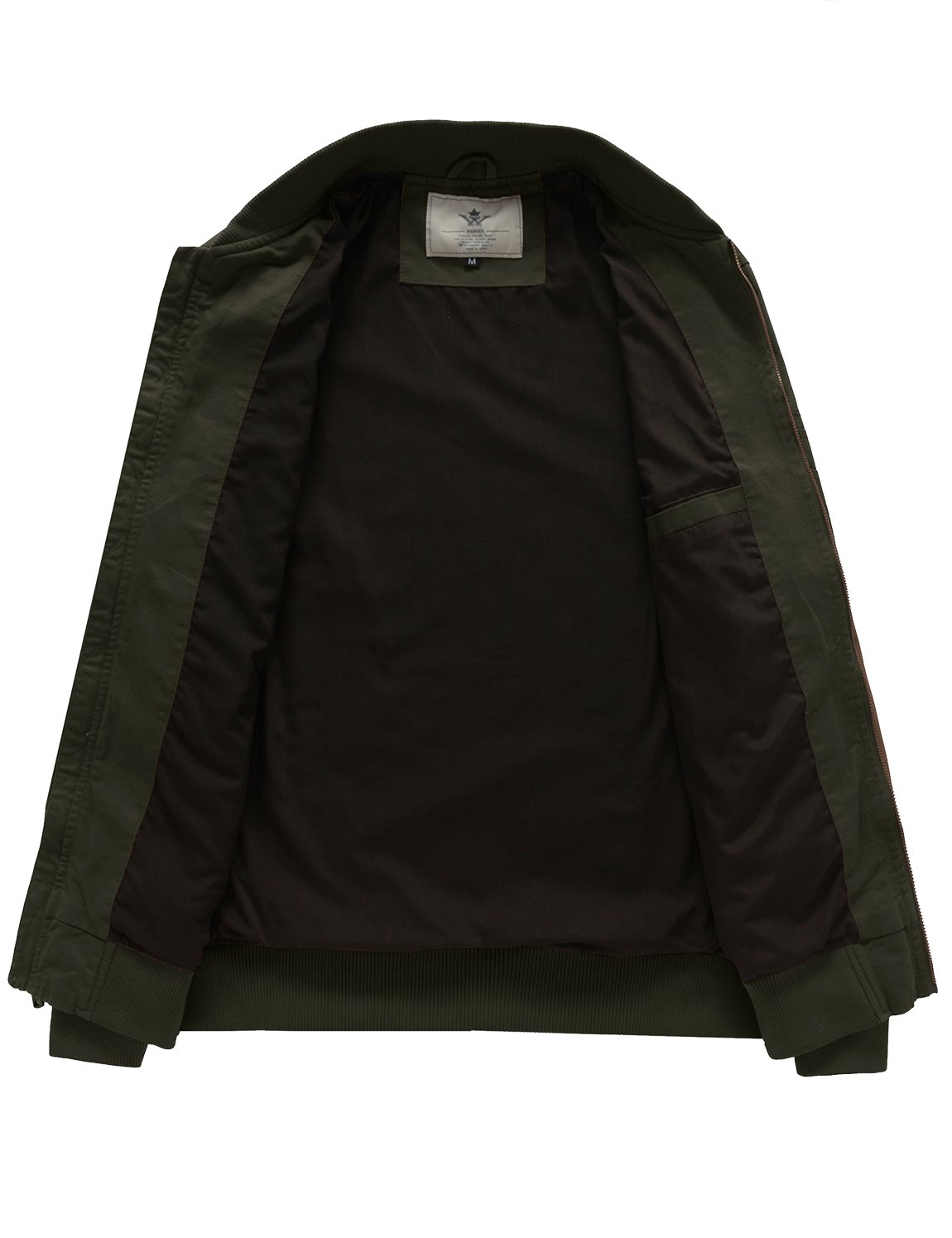 WenVen Men's Twill Cotton Casual Fashion Bomber Jacket Outerwear (Green, XL)