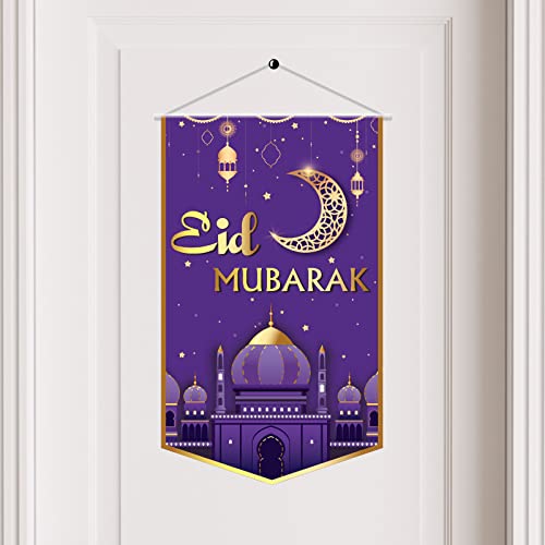 Eid Mubarak Hanging Door Sign for Eid Mubarak Party Decorations Eid Mubarak Decorative Door Decor Welcome Banner for Ramadan Kareem Decor Eid Mubarak Party Supplies
