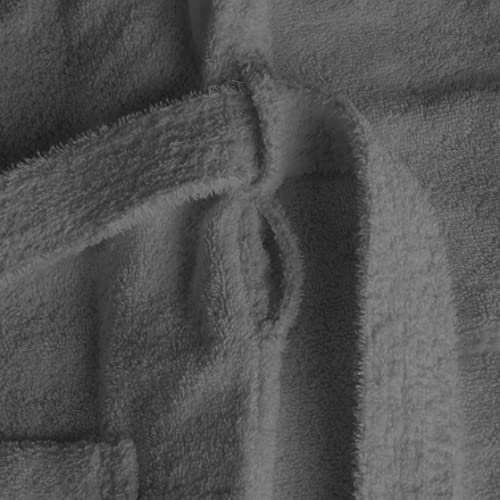 Superior Men's Traditional Premium Turkish Cotton Lightweight Long Bathrobe with Pockets- Large-X Large, Grey