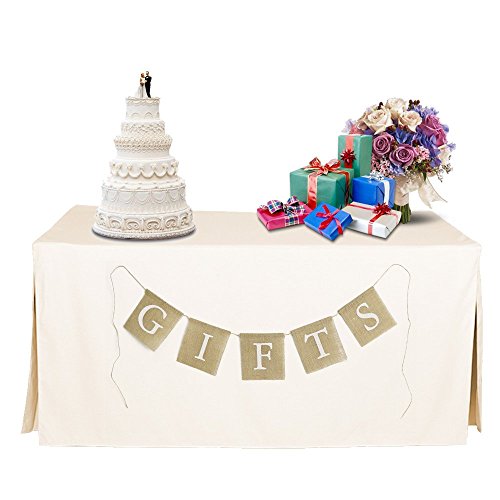 dealzEpic - Rustic Burlap GIFTS Bunting Banner Sign for Bridal Shower Party and Wedding Decoration