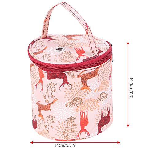 Knitting Storage Bag, Knitting Organizer Bag Yarn Bag with Large Craft Supplies Bag for Storing Knitting Crochet Needles Accessories(Small Barrel)