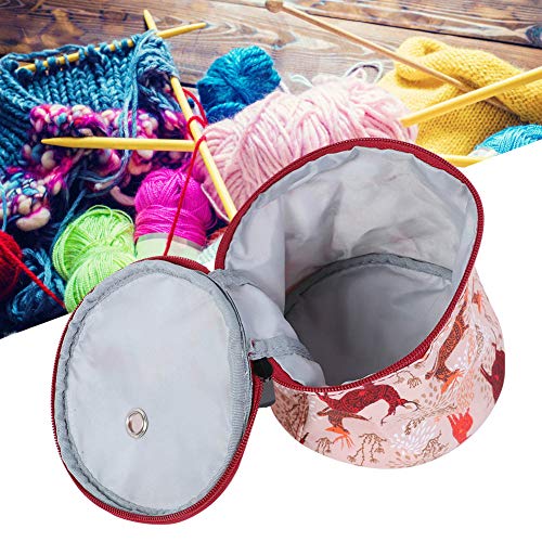 Knitting Storage Bag, Knitting Organizer Bag Yarn Bag with Large Craft Supplies Bag for Storing Knitting Crochet Needles Accessories(Small Barrel)