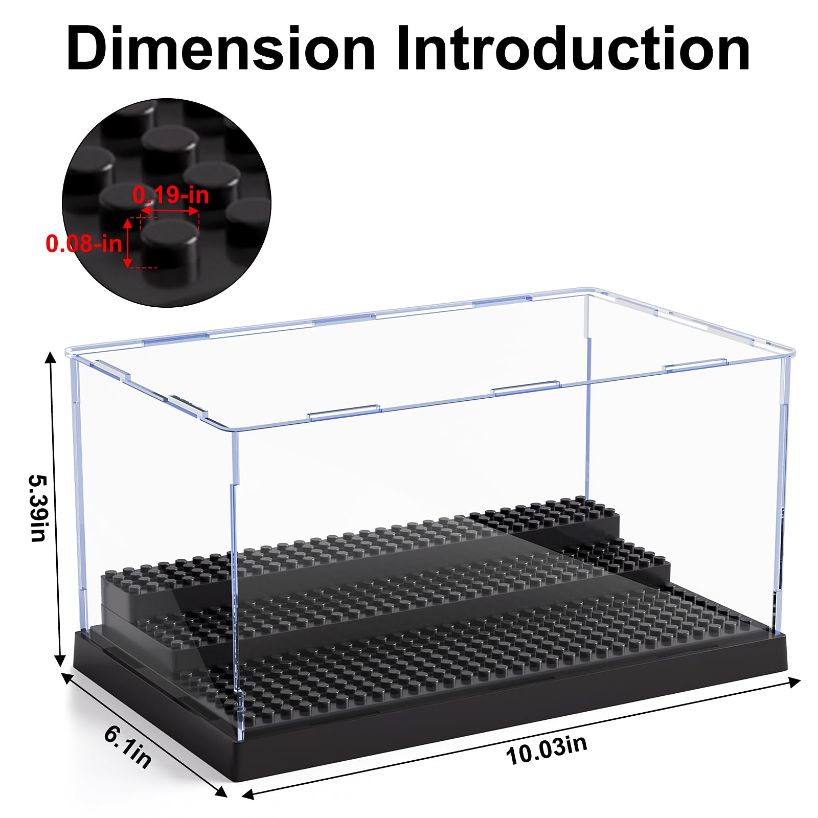 Minifigure Display Case for Action Figures Blocks, Clear Dustproof Acrylic Display Box Storage with 3 Movable Steps Gifts for Children,Black…