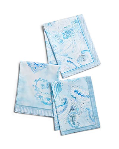 Maison d' Hermine Dish Towels 100% Combed Cotton Premium Easter Kitchen Towels Dishcloth for Home, Kitchen, Dining, Cocktail Parties & Camping, Paisley Blues - (Set of 3)