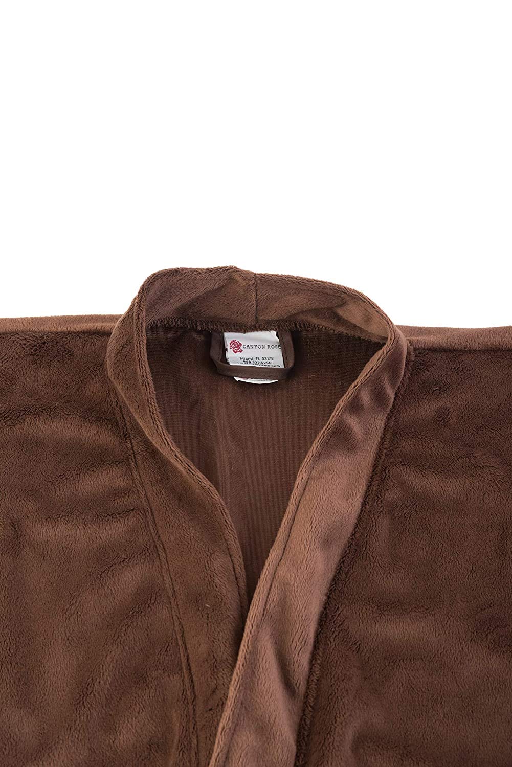 Canyon Rose Cloud 9 Men's Plush Microfiber Spa Robe, Kimono Style Wrap, 3/4 length Sleeves, Side Pockets, Waist Belt with Bi-level Loops, Machine Washable, 52 inch length, Chocolate Brown, XL