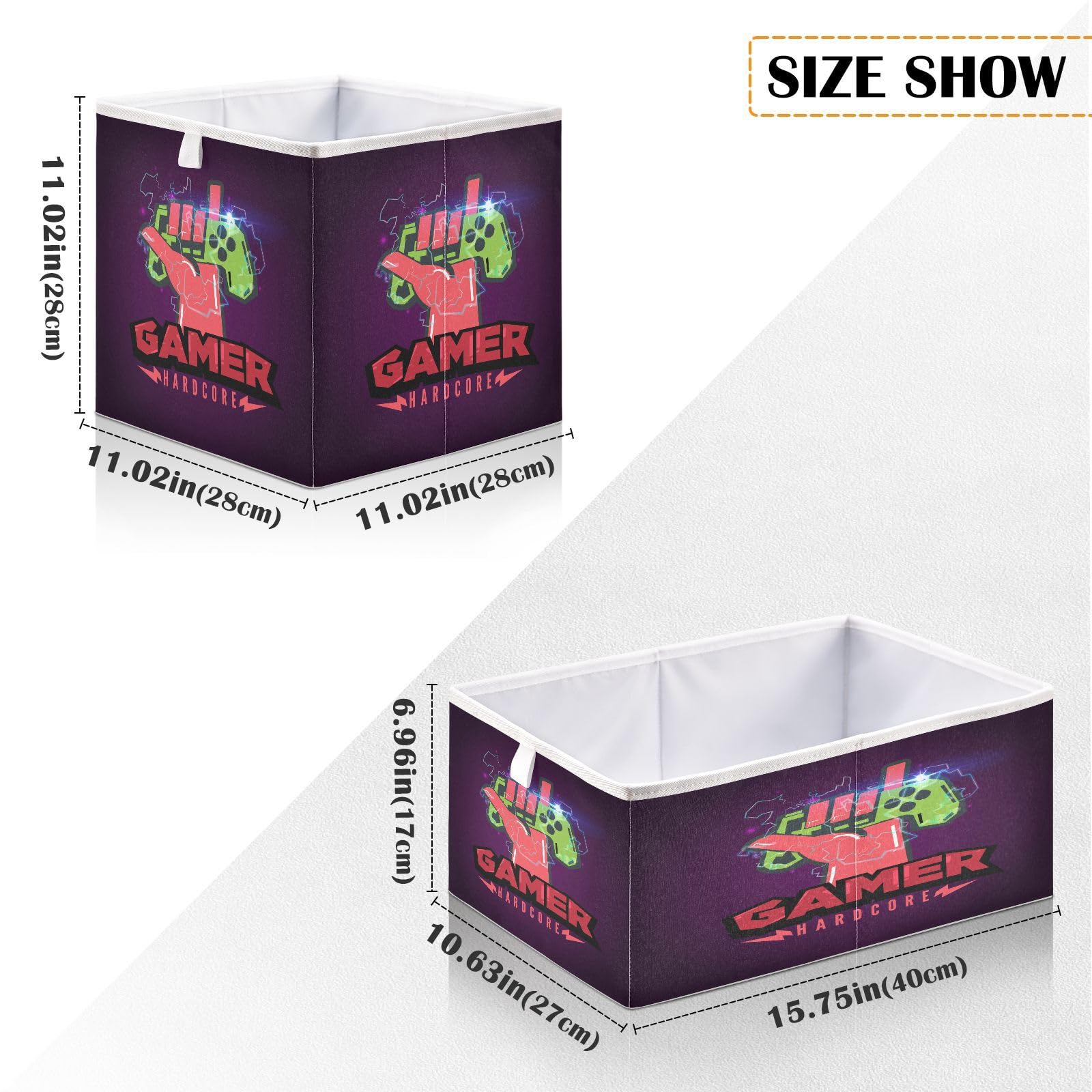 QUGRL Video Games Controller Storage Bins Organizer Joystick Foldable Clothes Storage Basket Box for Shelves Closet Cabinet Office Dorm Bedroom 15.75 x 10.63 x 6.96 in