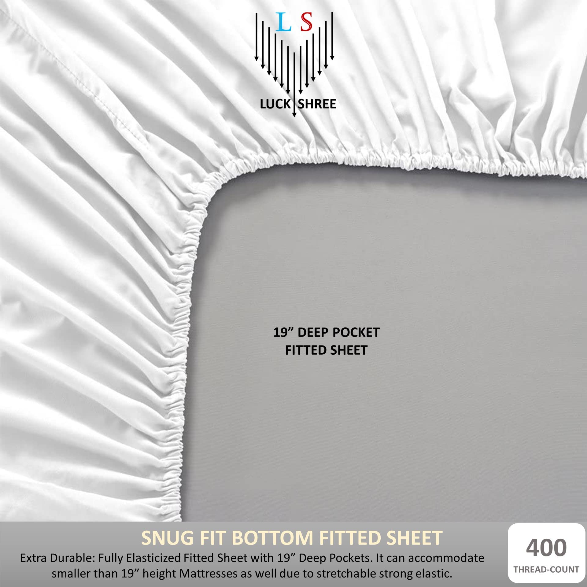 400 Thread Count Pure 100% Egyptian Cotton Sheet Set, Twin Size Bedsheet, 19 Inch Deep Pockets of Fitted Sheet - 4 Piece Soft Breathable Sateen Weave Hotel Bedding 400-TC - Chocolate Solid