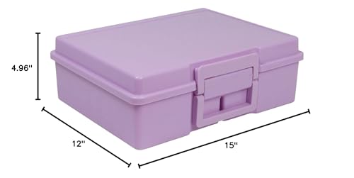 Everything Mary 4" x 6" Photo Storage Box, Purple - 16 Inner Organizer Cases - Portable Multi-Purpose Storage