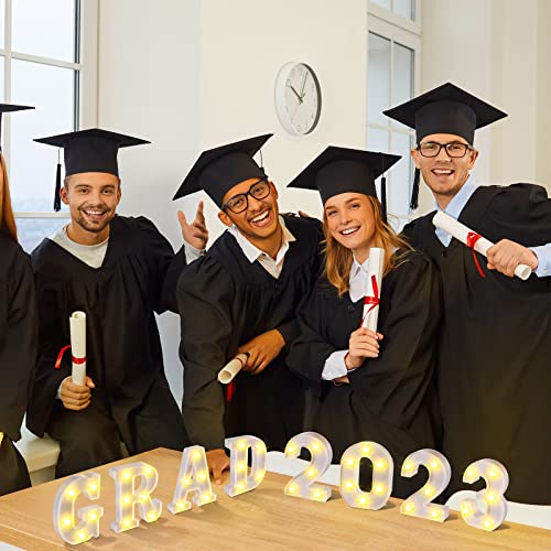 8 LED Marquee Letter Lights Grad 2023 Sign, Grad Light up Letter Numbers for Graduation Party Decorations, 2023 Graduation Decorations Party Supplies (White)