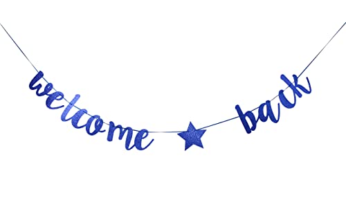 YaFeiDa Blue Welcome Back Banner,Welcome Back To School Sign Welcome Home Sign,Housewarming,Military,Family Party Decorations,SKA-NB025