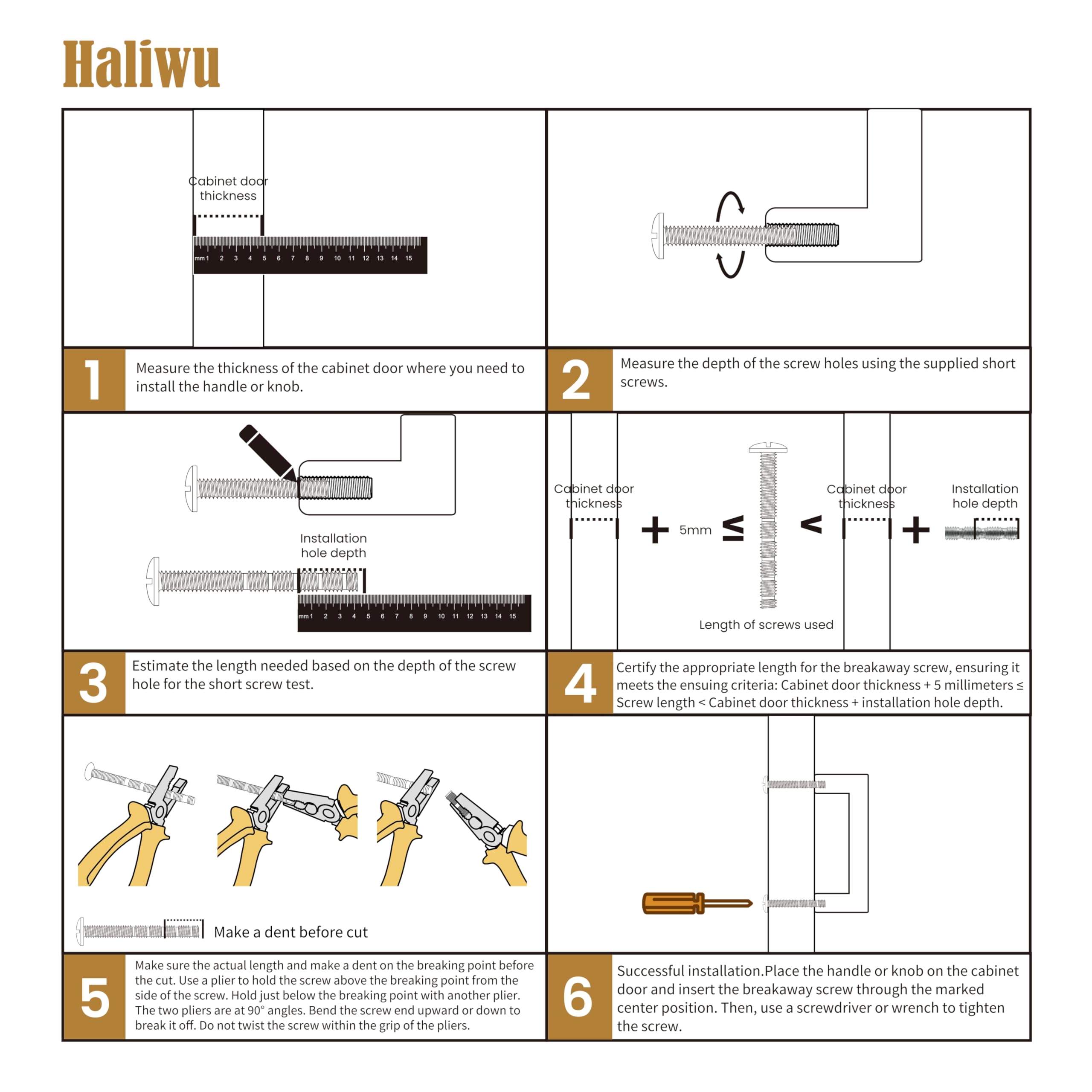 Haliwu 10 Pack Gold Cabinet Handles, Brushed Brass Pulls Kitchen Barrel Champagne Gold Pull Hardware, 3 inch Hole to Hole Center