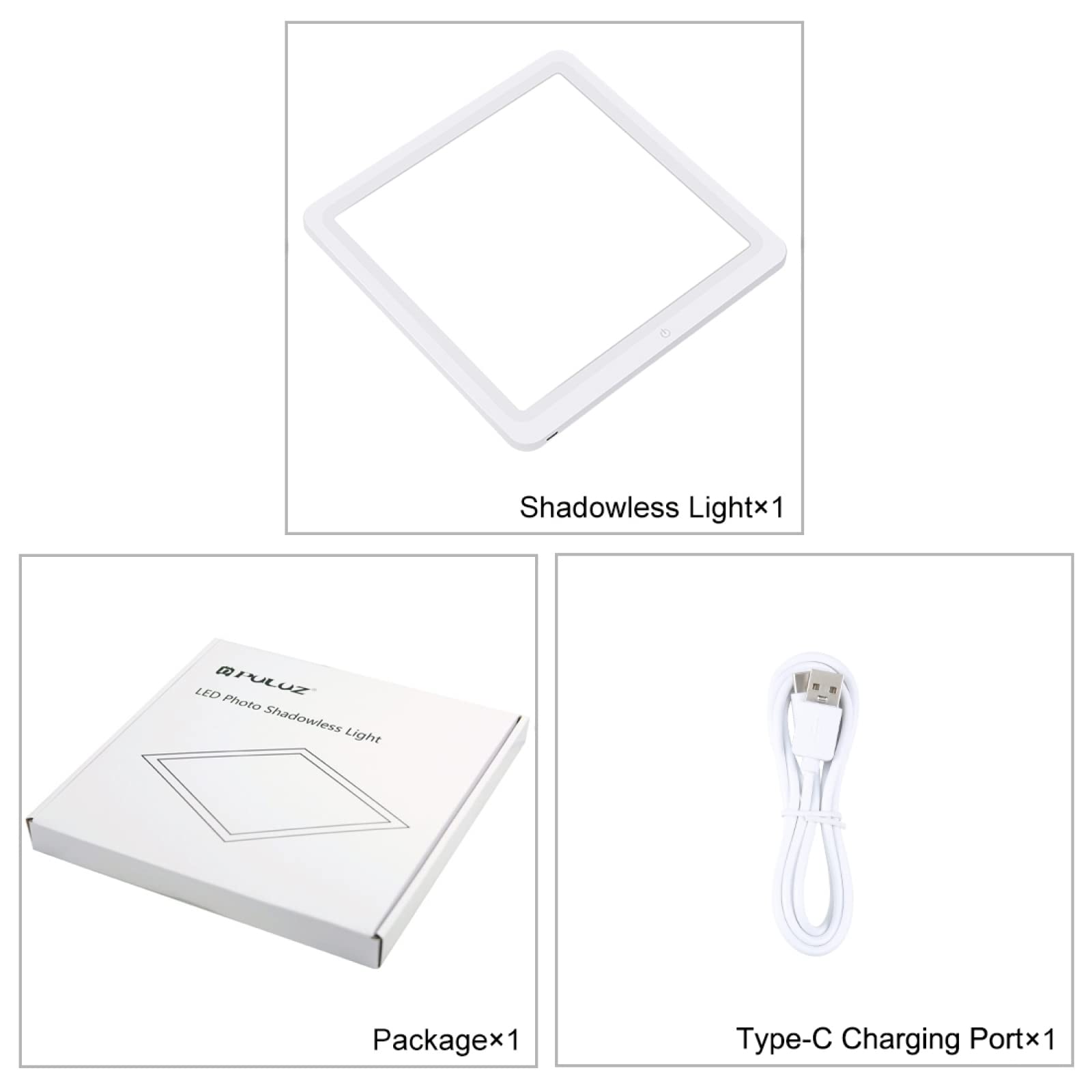 PULUZ 29cm Photography Shadowless Light Panel Ultra Bright LED Fill Light Background Panel Touch Bottom Light Photo Box Light with USB-C Power Suitable for Jewelry Cosmetic Handicraft Shooting
