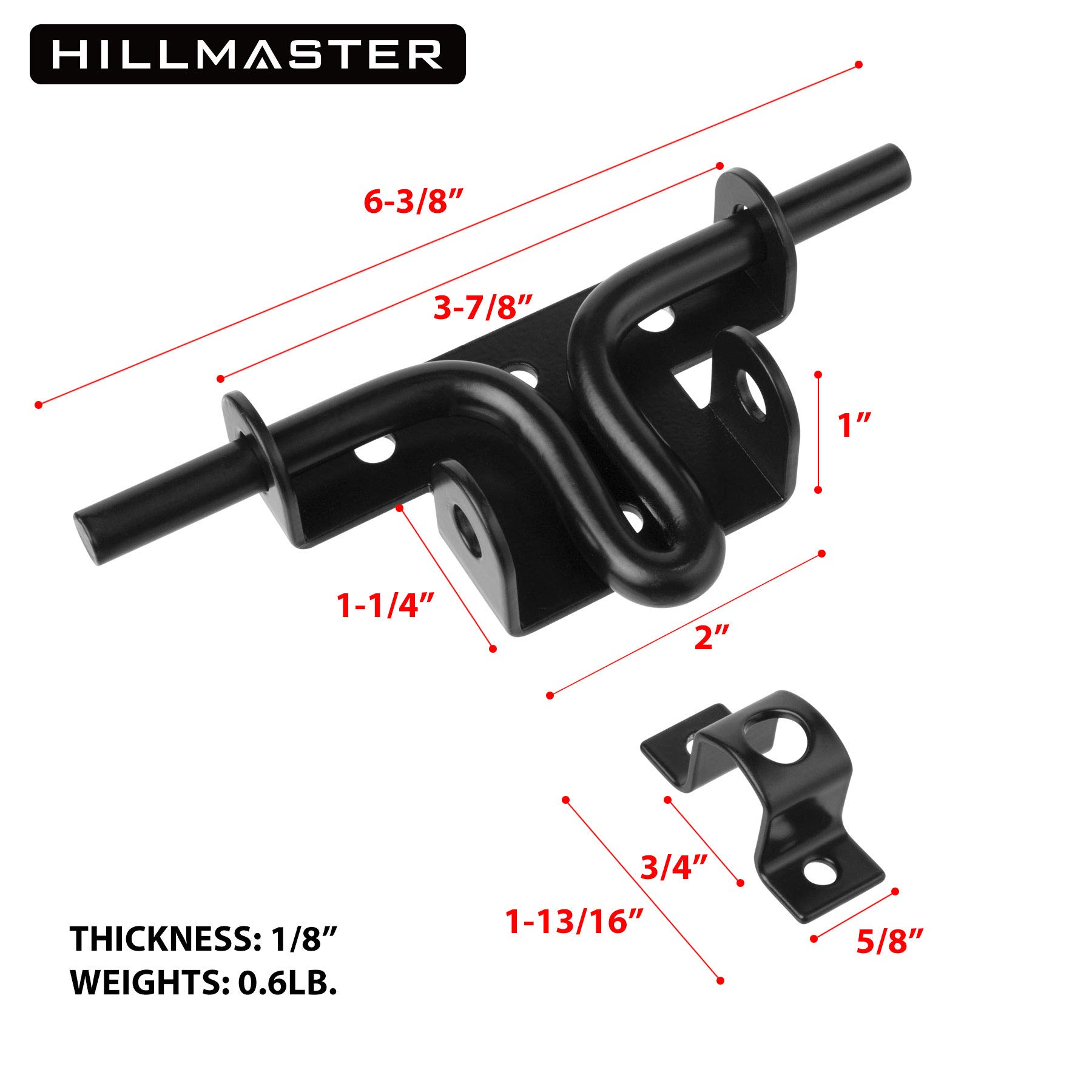 Hillmaster Slide Bolt Gate Latch for Wooden Fence Door Lock with Padlock Hole,Heavy Duty Sliding Bolt Gate Lock Door Latch Black Barrel Bolt Slide Latches Gate Hardware for Wood Vinyl Fenc Barn Shed