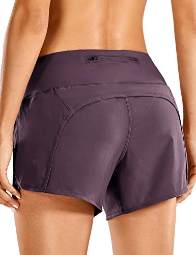 CRZ YOGA Womens Lightweight Gym Athletic Workout Shorts Liner 4" - Quick Dry Running Sport Spandex Shorts Mesh Zipper Pockets Arctic Plum X-Small