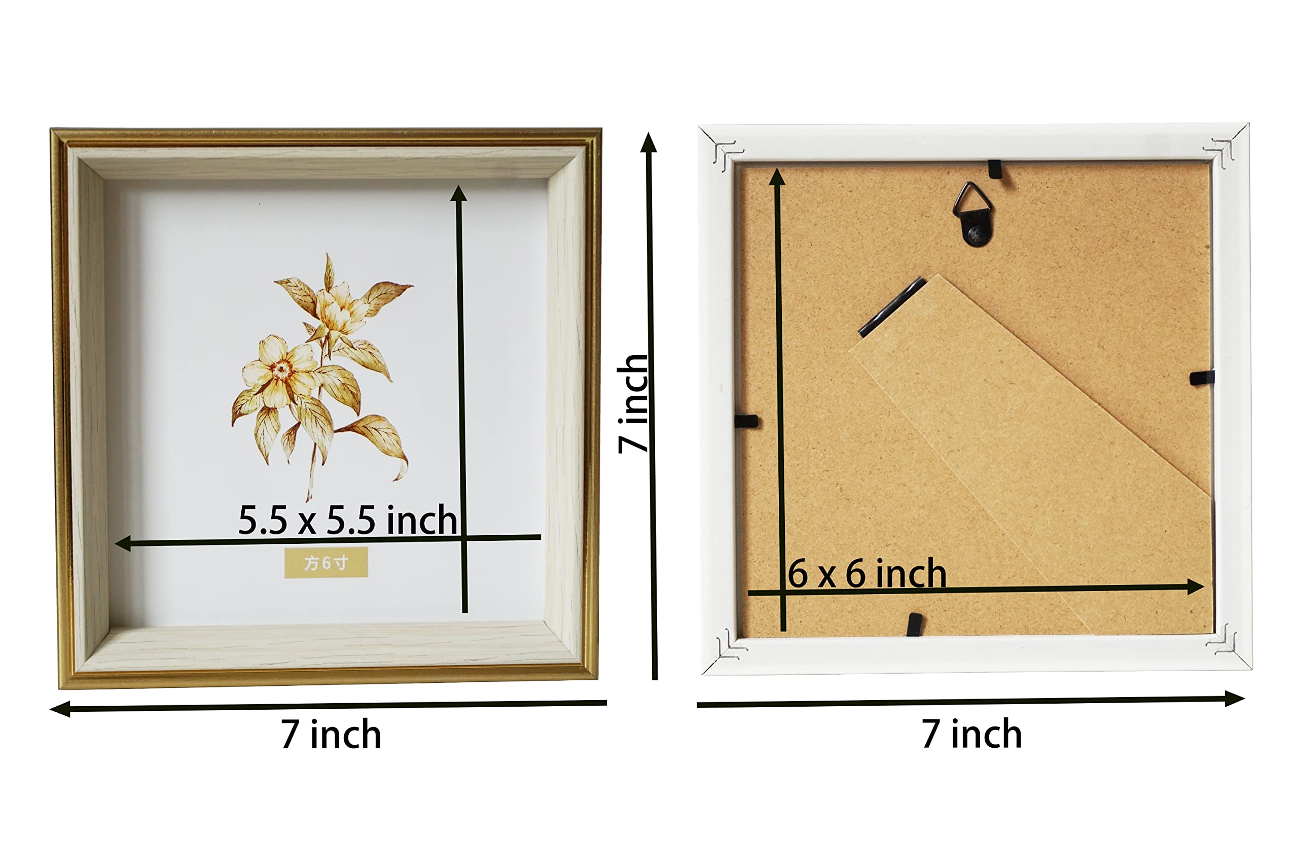 PLUSCHEN 6x6 Blue Beige Square Picture Frame, 6x6 Resin Photo Frame, Wall and Desktop Display Picture Frame, Plexiglass