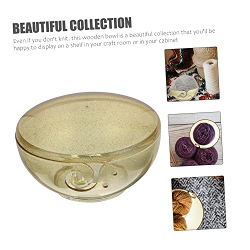 COHEALI 3pcs Crochet Hole Clear with Lid Needles Round Basket Golden Container Craft Organizer Holder Large Crocheting Kit Plastic Day & Top Supplies Wool Handmade Facialmask Crafts Bowl