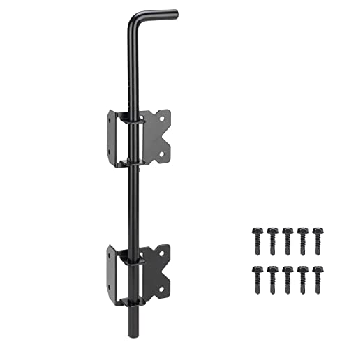 HILLMASTER Upgrade 18" Heavy Duty Cane Bolt Gate Drop Rod for Wood Fence, Steel Drop Bolts Cane Bolt Hardware for Wooden Gater and Holding Doors, Black Finish