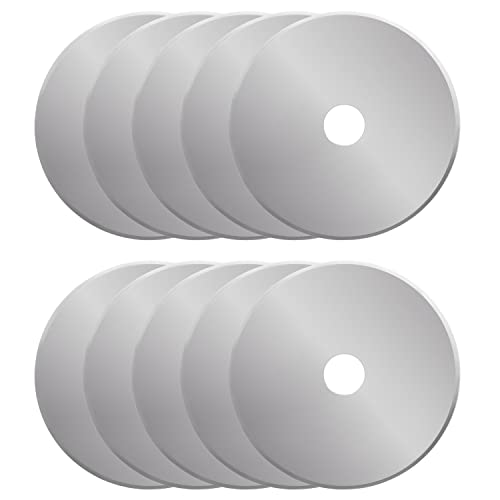 WhisperDream 60mm Rotary Cutter Blades - 10 Pack Replacement Blades - Sharper Blades Have Better Cutting Effect, Great for Sewing, Quilting Supplies, Fabric and Crafts (Round Hole-60mm)