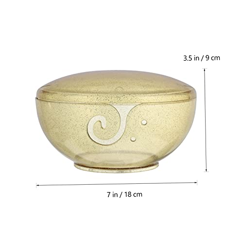 COHEALI 3pcs Crochet Hole Clear with Lid Needles Round Basket Golden Container Craft Organizer Holder Large Crocheting Kit Plastic Day & Top Supplies Wool Handmade Facialmask Crafts Bowl