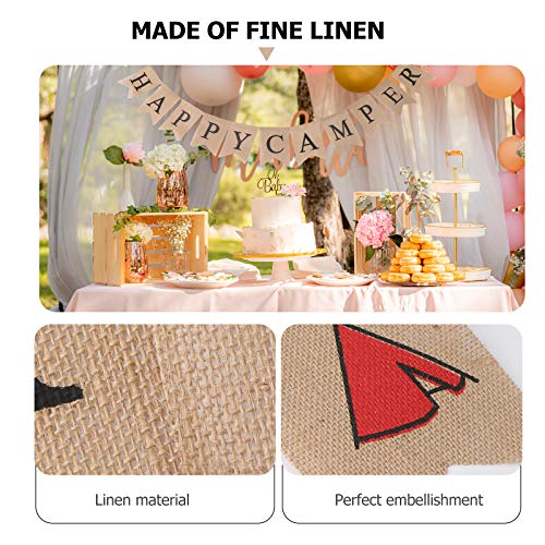 Amosfun One Happy Camper Burlap Banner Camping Party Decoration Happy Camper Birthday Decorations Retirement Birthday Camper Yard Decoration