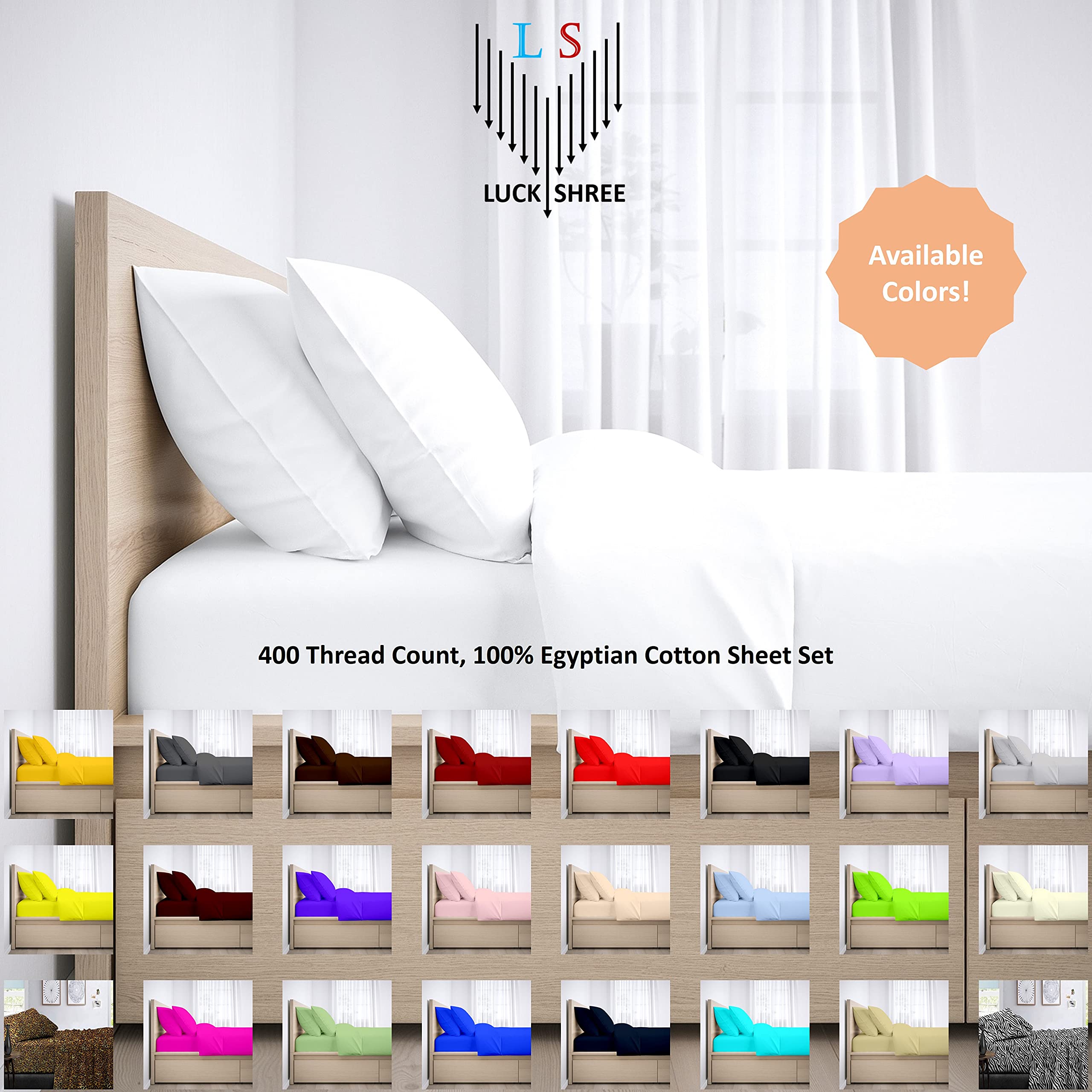 400 Thread Count Pure 100% Egyptian Cotton Sheet Set, Full Size Bedsheet, 15 Inch Deep Pockets of Fitted Sheet - 4 Piece Soft Breathable Sateen Weave Hotel Bedding 400-TC - Turquoise Blue Solid