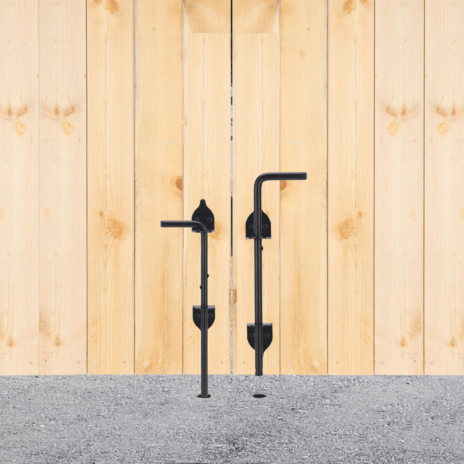 12" Cane Bolt Heavy-Duty Drop Rod for Gate, Gate Ground Latch for Wooden Fences Metal Gates Doors, Metal Gates Doors Stopper for Gate Ground, Wrought Iron Gate Latches, Black Finish(1 Pack)
