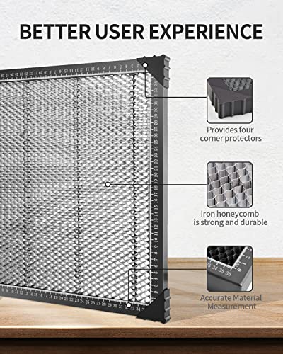 Honeycomb Working Table, The Accessories for Laser Cutter, for Fast Heat Dissipation and Desktop-Protecting, Compatible with All Laser Cutter, 15.7"x 15.7"x 0.86"