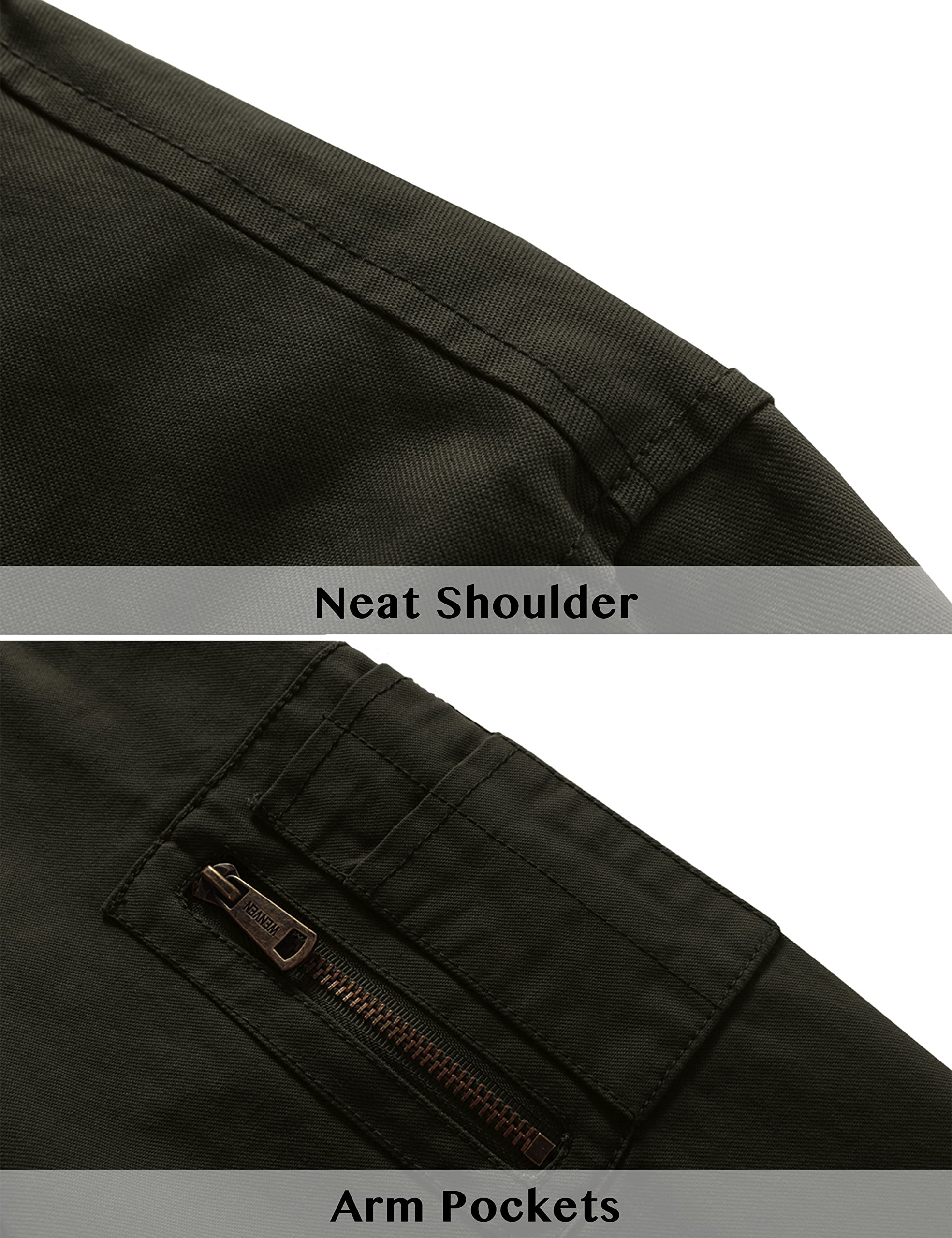 WenVen Men's Twill Cotton Casual Fashion Bomber Jacket Outerwear (Green, XL)