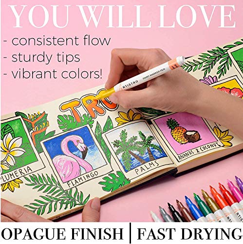 ARTISTRO Paint Pens for Rock Painting, Stone, Ceramic, Glass, Wood, Canvas. Set of 12 Acrylic Paint Markers Extra-fine Tip