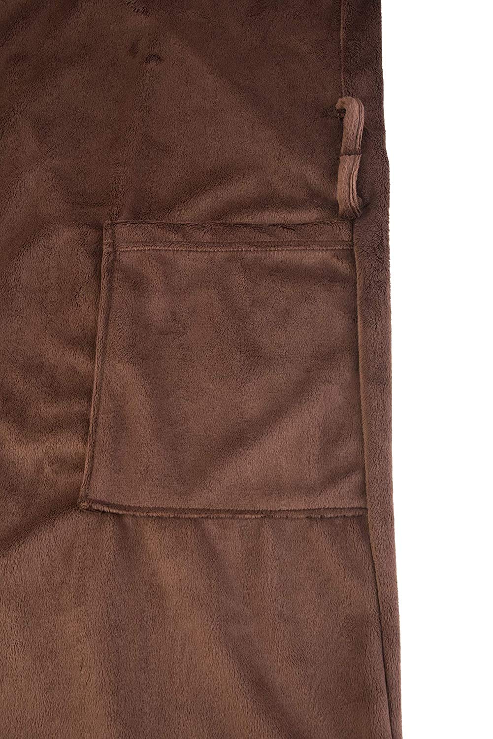 Canyon Rose Cloud 9 Men's Plush Microfiber Spa Robe, Kimono Style Wrap, 3/4 length Sleeves, Side Pockets, Waist Belt with Bi-level Loops, Machine Washable, 52 inch length, Chocolate Brown, XL