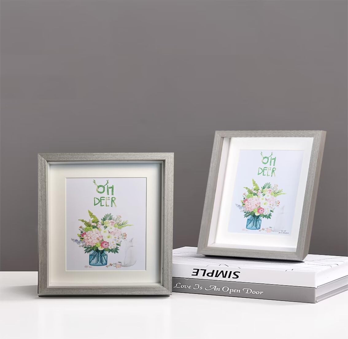 Houstimi 5x7 Shadow Box Frame Grey Picture Frame 4 Pack Photo Frames Made of Solid Wood and Real Glass Deeps 0.6in for Wall Or Tabletop