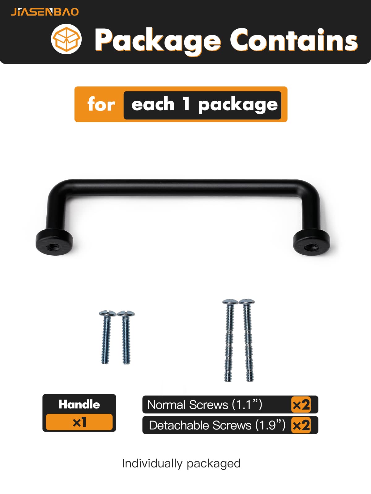 JIASENBAO Black Cabinet Bar Pulls 5" Hole Center 5 Pack Classic Modern Matte Drawer Handles Kitchen Cupboard Bathroom Dresser Cabinet Hardware
