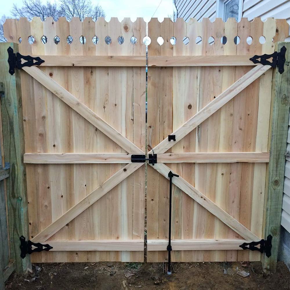 SANKINS 18" Cane Bolt Drop Rod Heavy Duty Gate Hardware Black Solid Steel Gate Ground Latch for Wood PVC Vinyl Metal Gates Fences Doors, Holding Gate to The Ground (1 Pack)