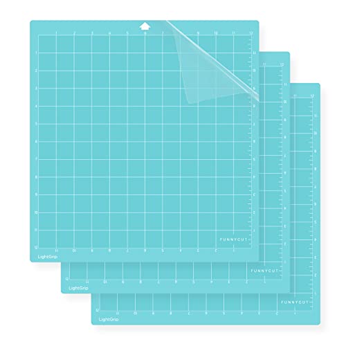 Funnycut Lightgrip Cutting Mat for Silhouette Cameo 4/3/2/1 (12x12 Inch, 3 Pack) Durable Adhesive Cutting Mat for Silhouette Cameo Accessories