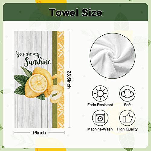 HADEEONG Summer Time Lemons Dish Towels for Kitchen, 16 x 23.6 Inch Fast Drying Absorbent Tea Towels Dishcloths, Seasonal Hand Towels for Daily Kitchen Home Cleaning Baking Set of 4