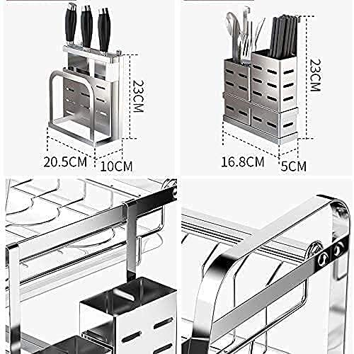 Plate Rack Dish Drainer Rack Kitchen Supplies Storage Draining with Chopsticks/Knives/Cutting Board Holder Drainboard Pan Plate Holder (Color : Silver, Size : 3-Tier)
